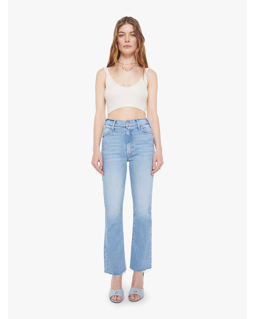 Mother The Hustler Ankle Fray Sow Surreal Jeans in Blue | Lyst