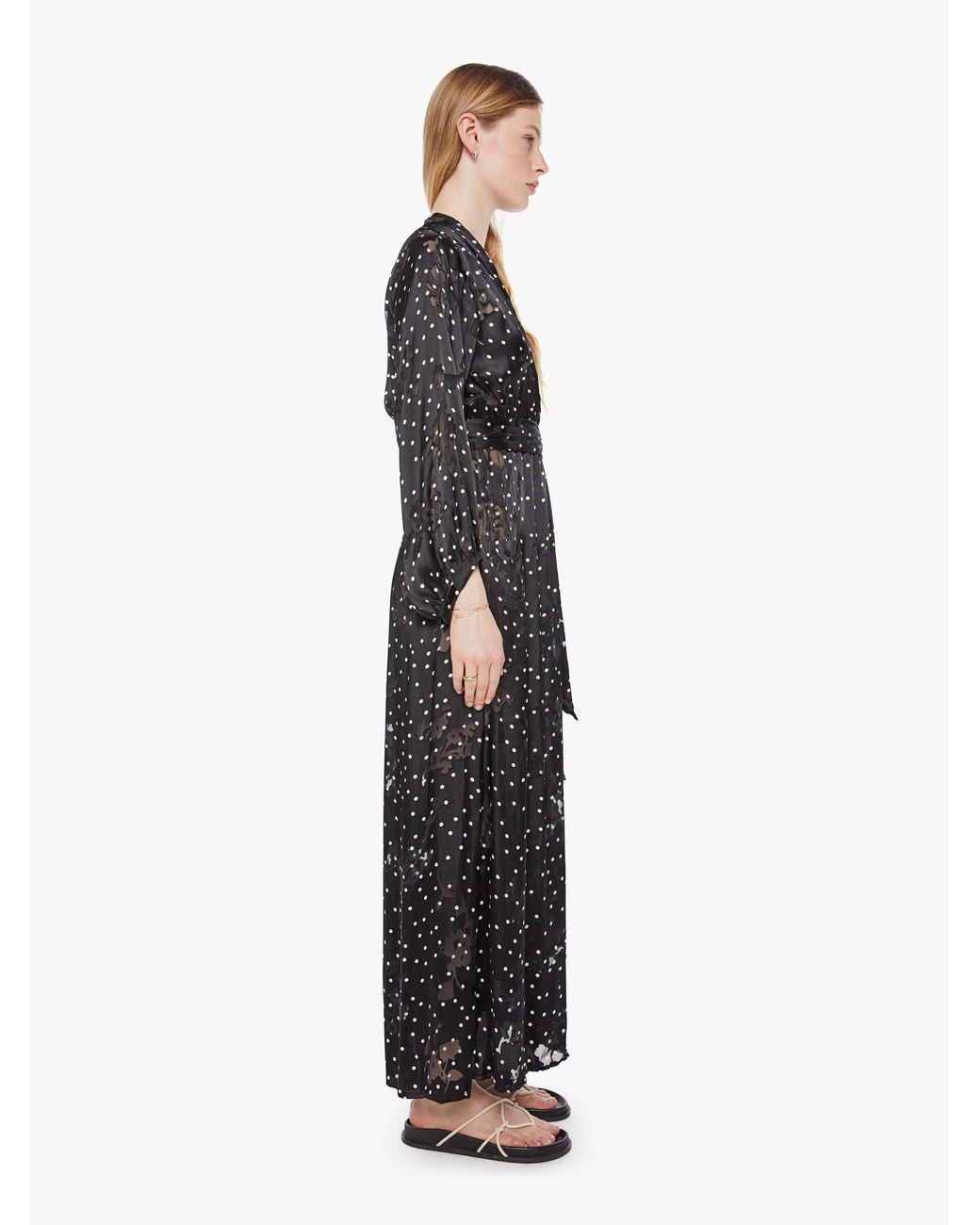 Natalie Martin Nico L/S Maxi Midnight Burnout Skirt in Black | Lyst