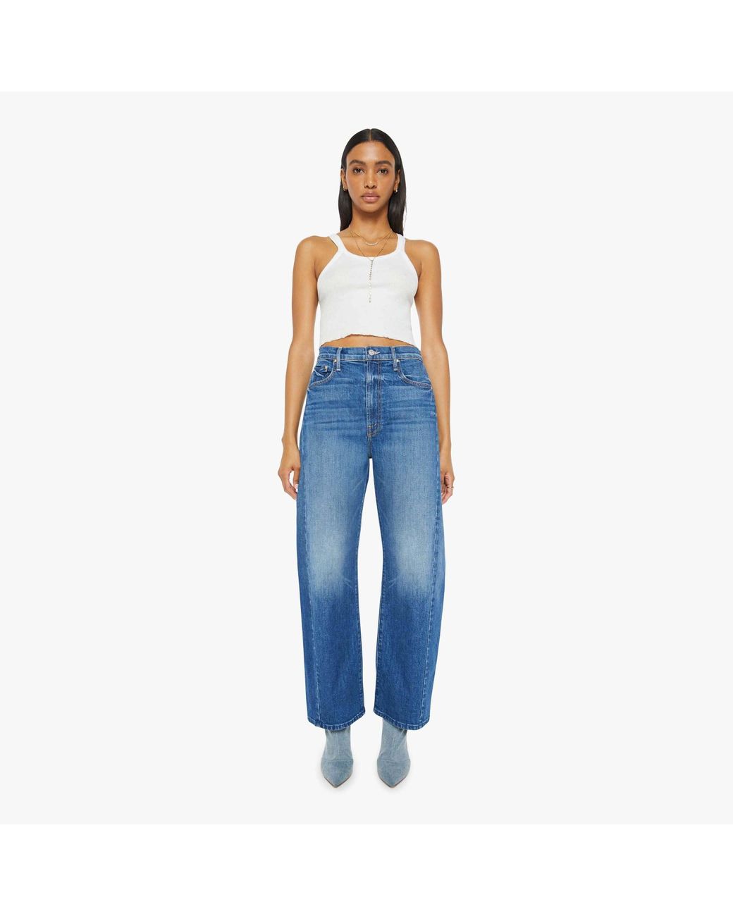 Mother The Full-Pipe Flood It's A Small World Pants in Blue | Lyst UK