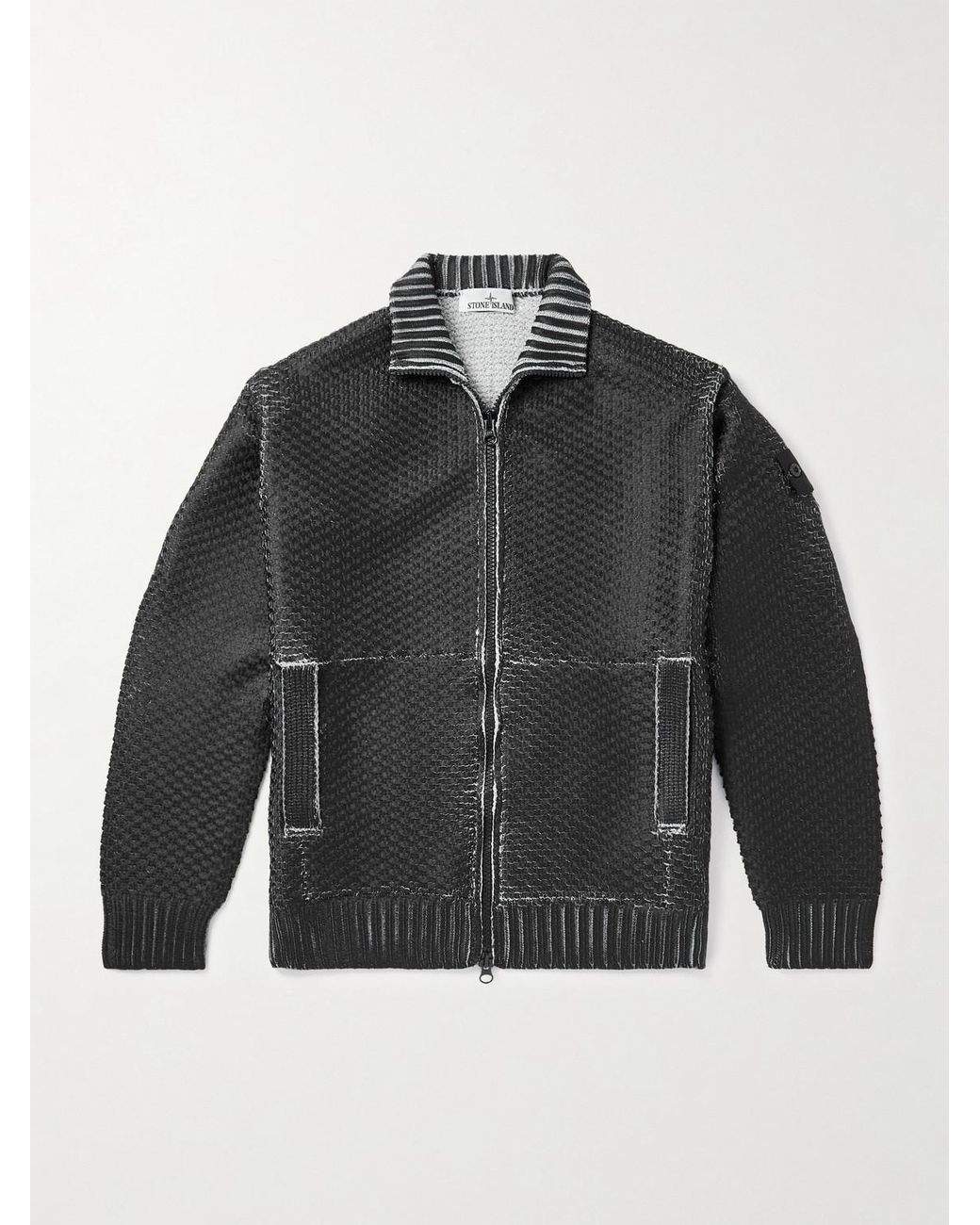 Stone Island Sublimatic Ribbed-Knit Zip-Up Cardigan in Grey for Men ...