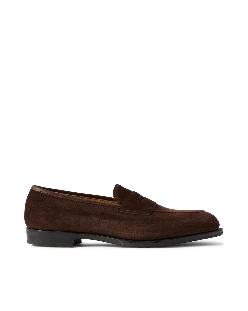 Edward Green Piccadilly Suede Penny Loafers in Brown for Men | Lyst