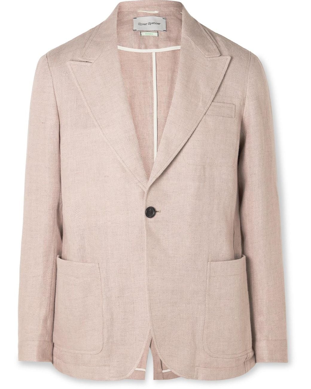 Oliver Spencer Laurel Unstructured Herringbone Linen Suit Jacket in ...
