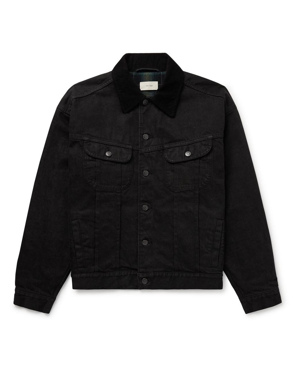 The Row Joret Corduroy-Trimmed Denim Jacket in Black for Men | Lyst