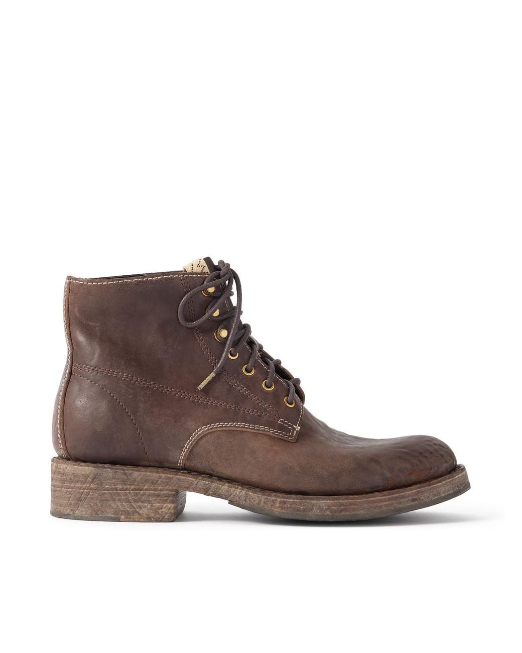 Visvim Virgil Distressed Leather Lace-Up Boots in Brown for Men | Lyst