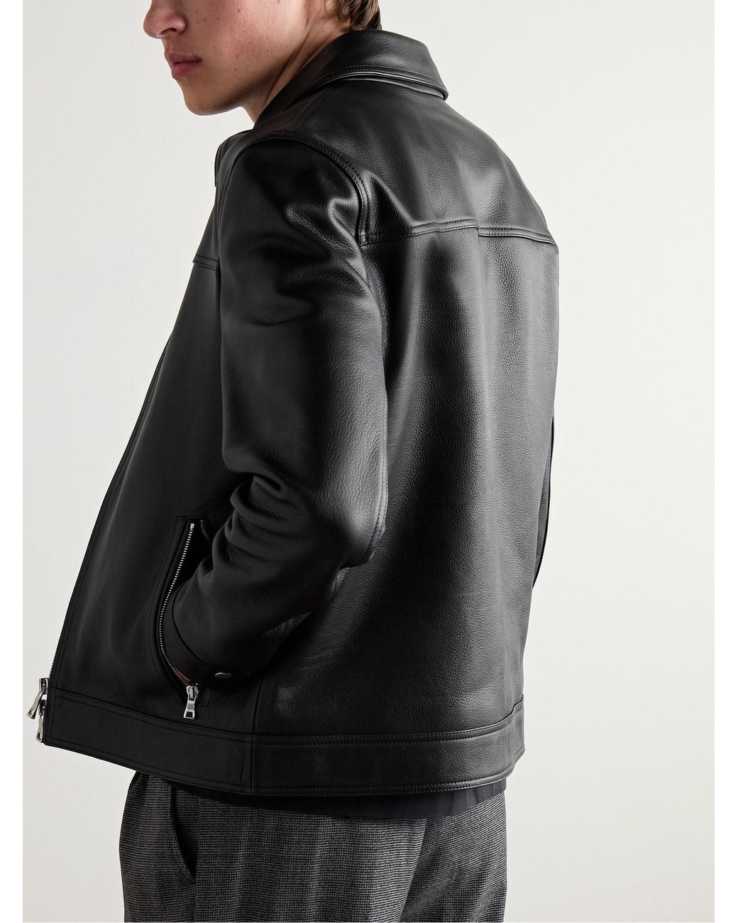 MR P. Full-Grain Leather Coach Jacket in Black for Men | Lyst UK