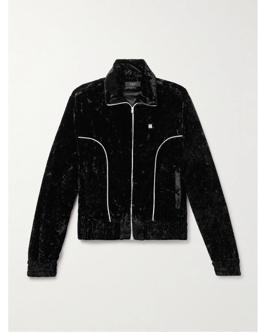 Amiri Logo-appliquéd Crushed-velvet Track Jacket in Black for Men | Lyst UK