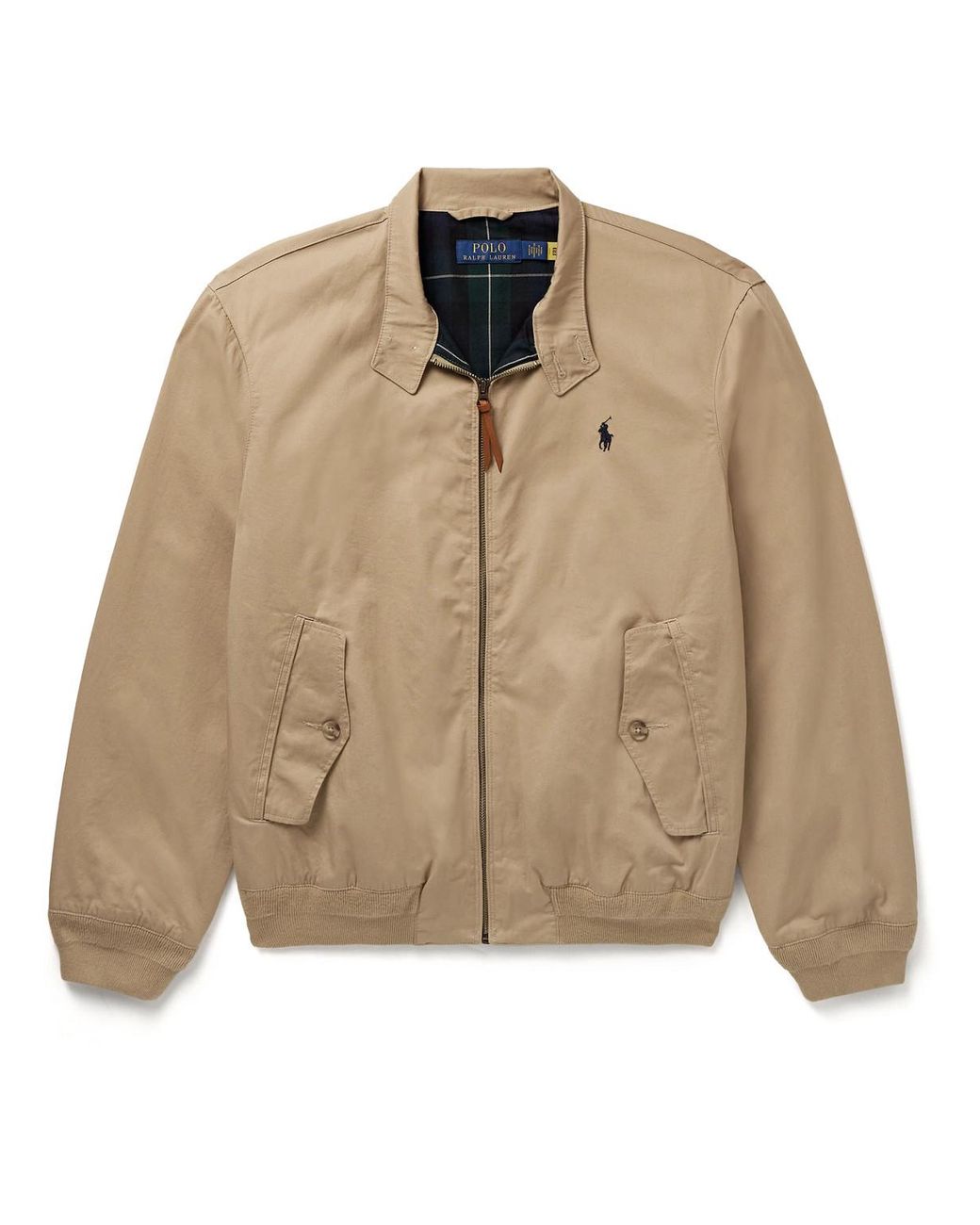 Polo Ralph Lauren Logo-embroidered Cotton-twill Bomber Jacket in Natural for Men | Lyst