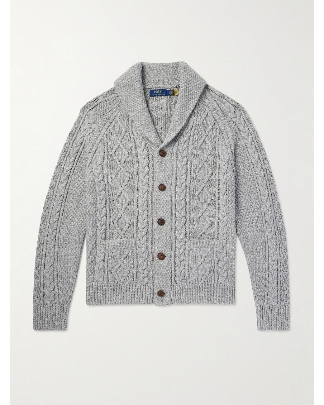 Polo Ralph Lauren Slim-Fit Shawl-Collar Cable-Knit Cotton Cardigan in Grey for Men | Lyst UK