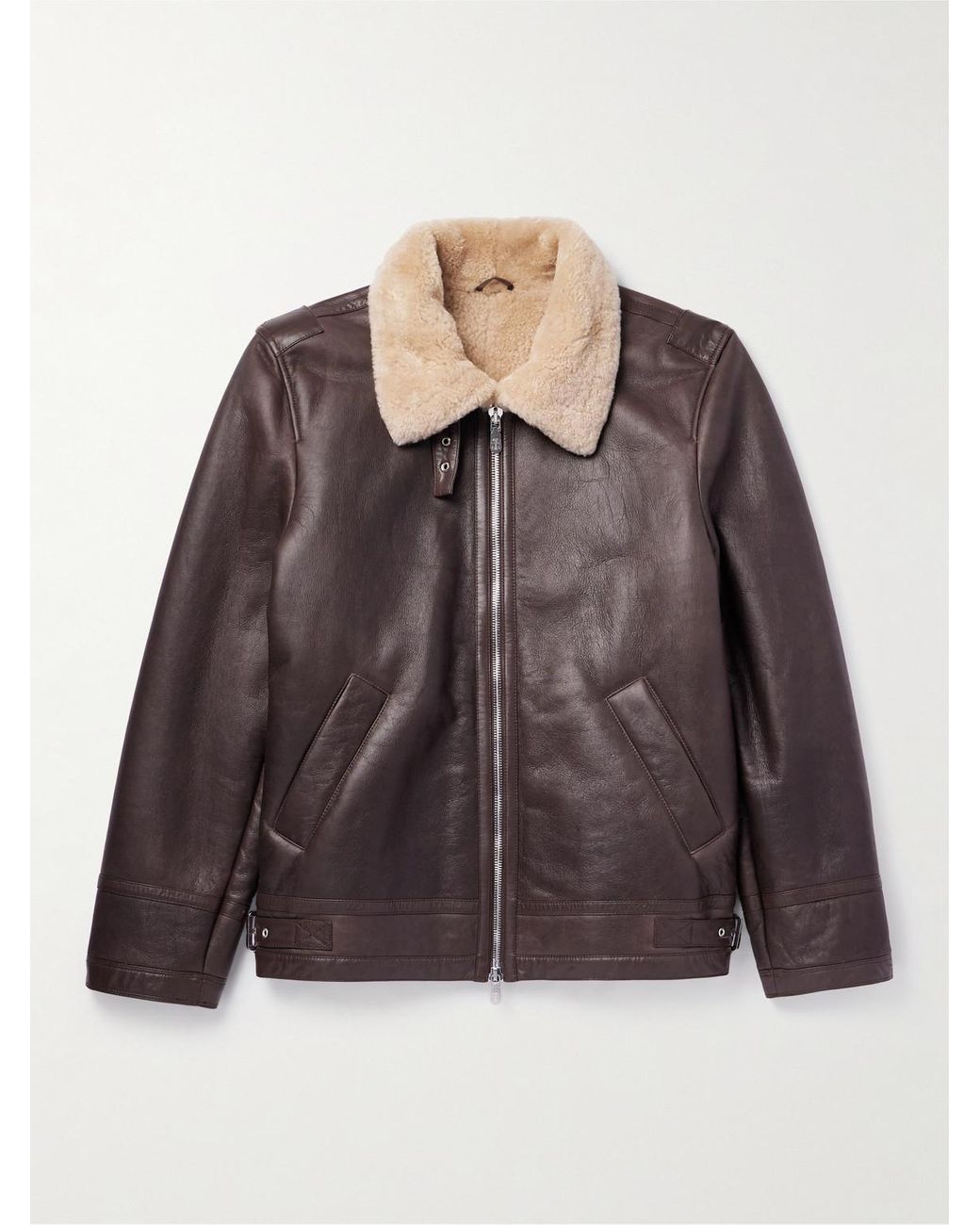 Brunello Cucinelli Shearling Aviator Jacket in Brown for Men | Lyst UK