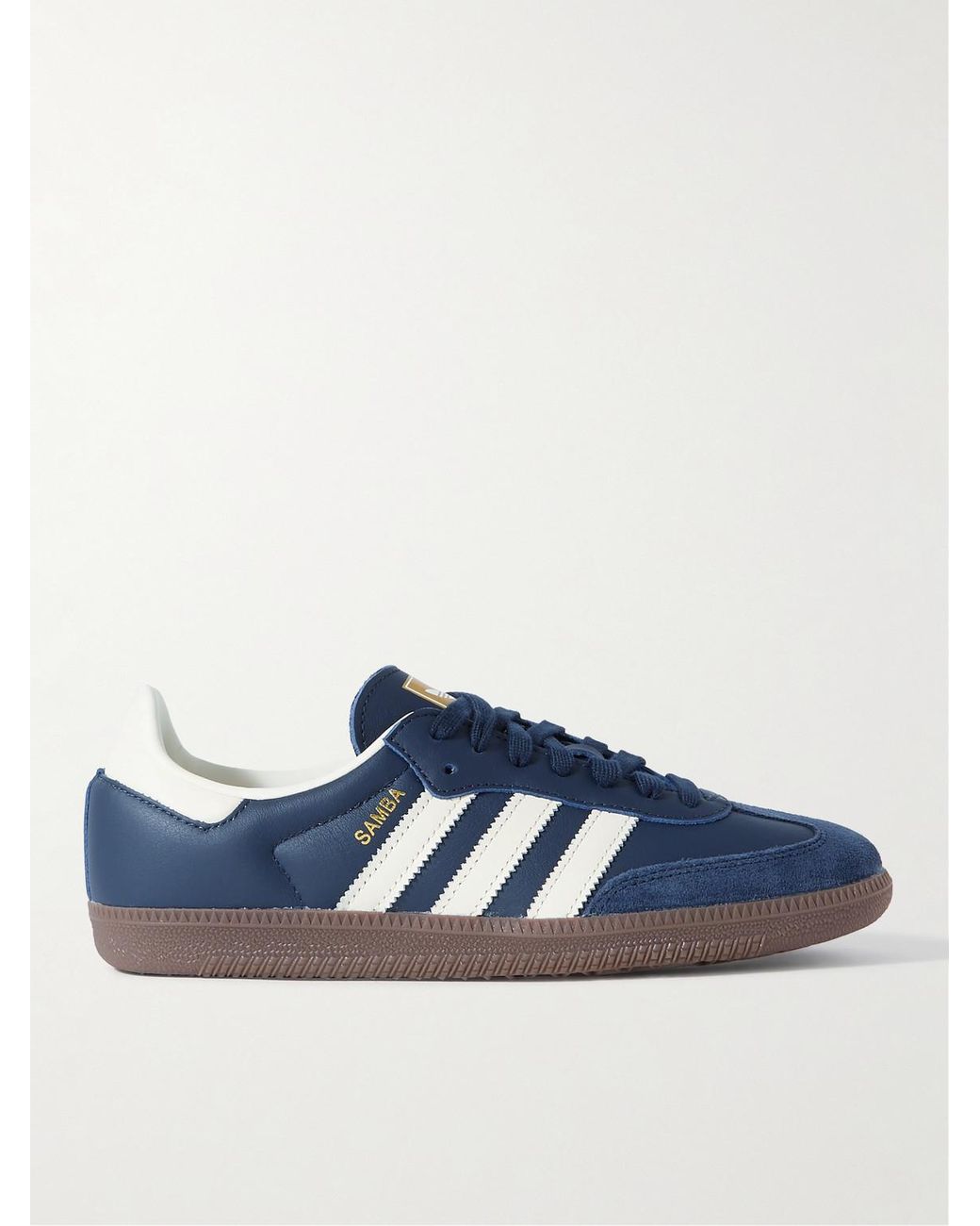 Adidas Originals Samba Og Suede Trimmed Leather Sneakers In Blue For