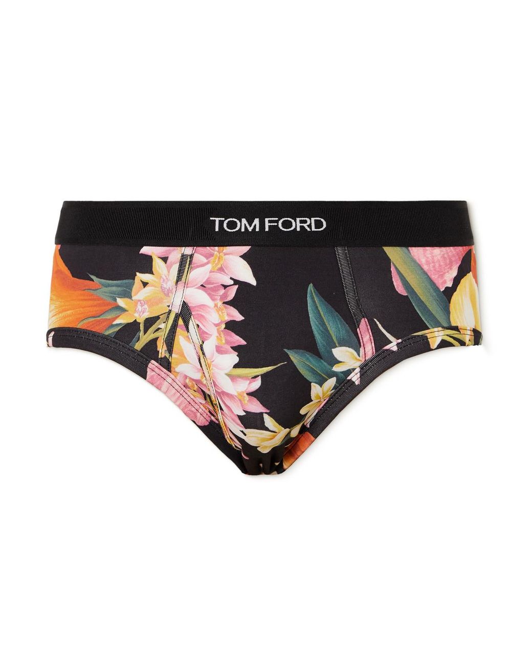 Tom Ford Floral Print Stretch Cotton Jersey Briefs In Black For Men Lyst