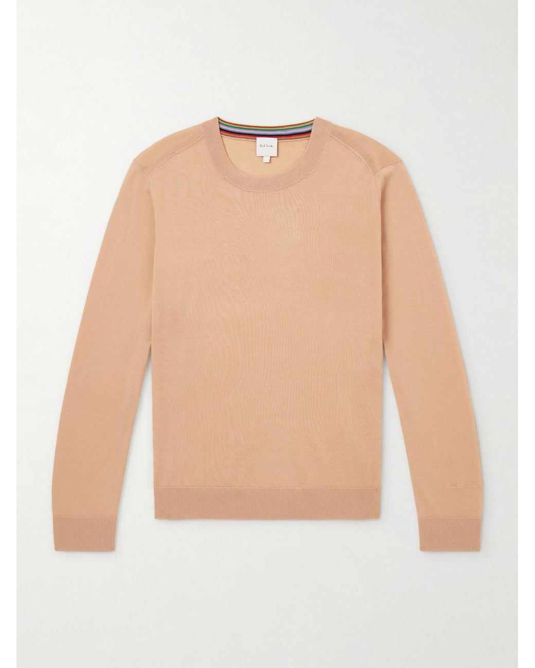 Paul Smith Logo-Embroidered Merino Wool Sweater in White for Men | Lyst UK