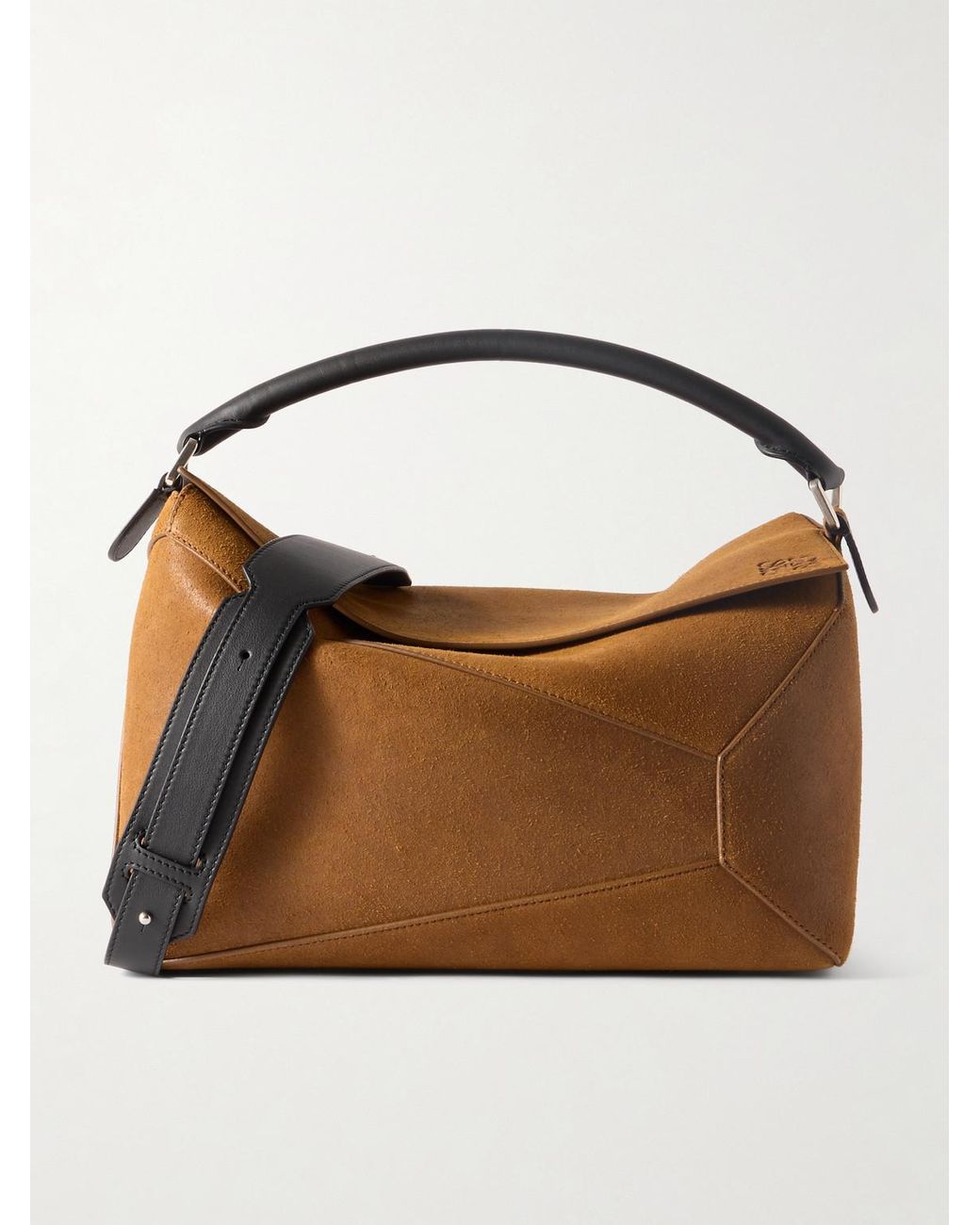 Loewe Puzzle Edge Large Leather-Trimmed Logo-Debossed Suede Messenger ...