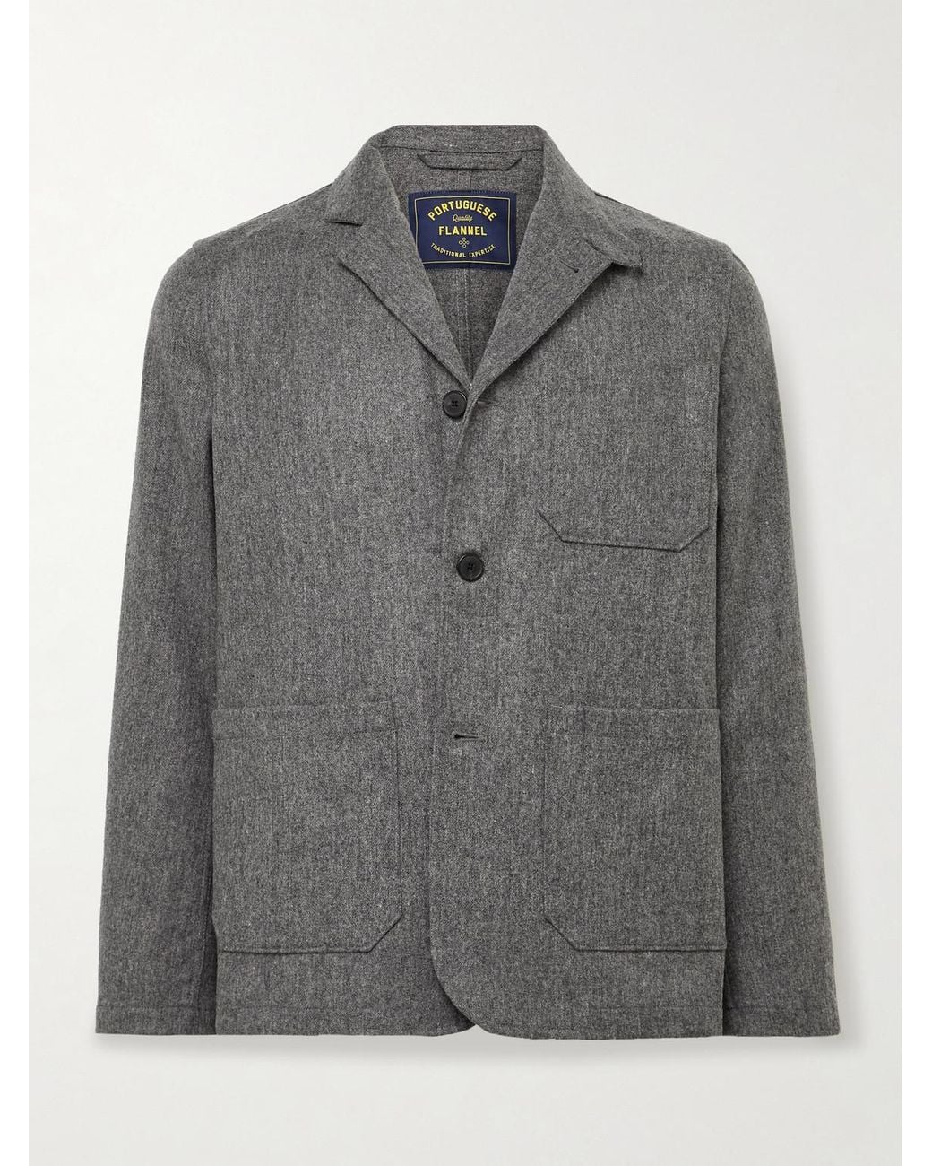 Portuguese Flannel Unstructured Wool Suit Jacket in Grey for Men | Lyst UK