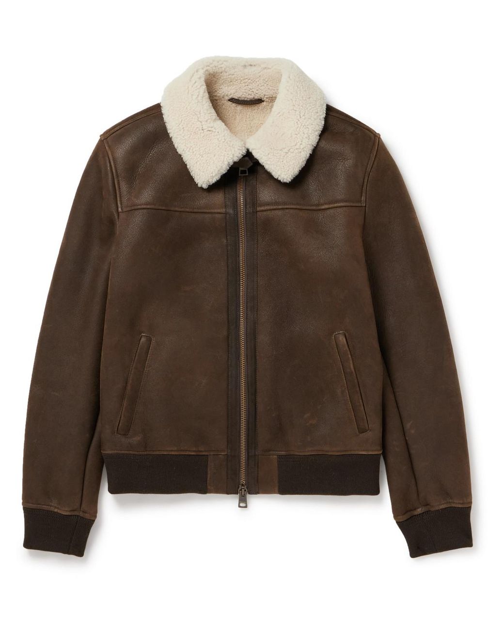 Boglioli Shearling Bomber Jacket in Brown for Men | Lyst