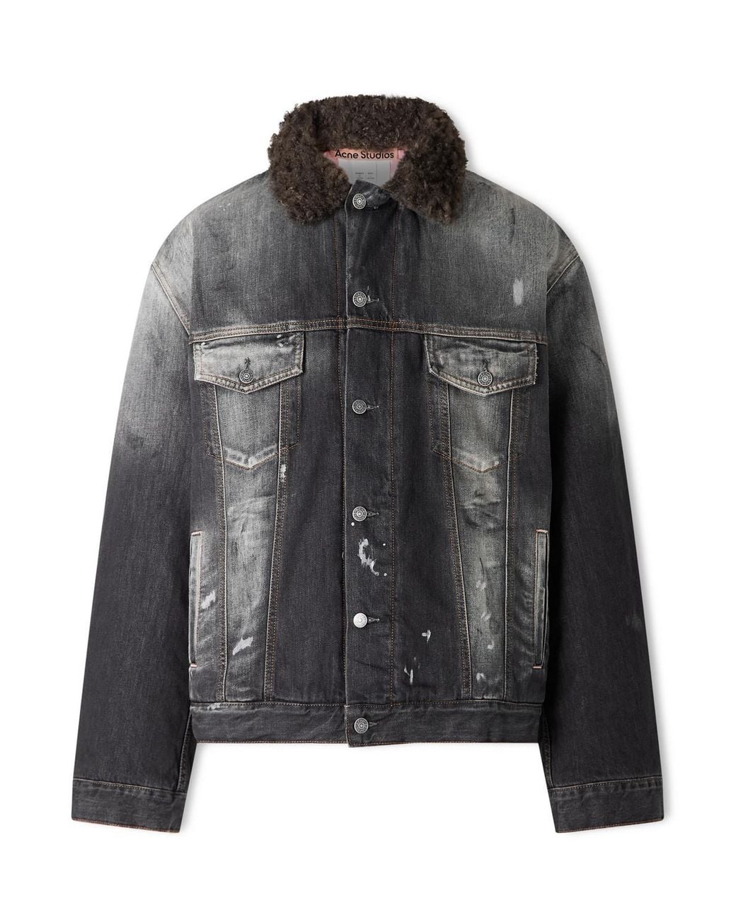 Acne Studios Robert Plush-Trimmed Padded Distressed Denim Jacket in ...