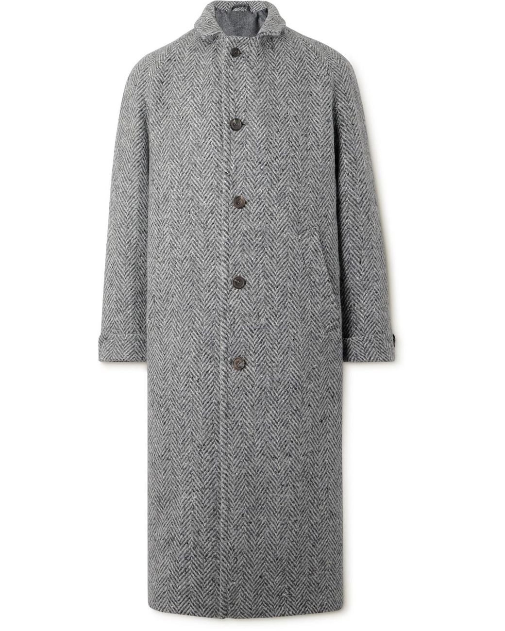 Anderson & Sheppard Herringbone Wool Coat in Gray for Men | Lyst