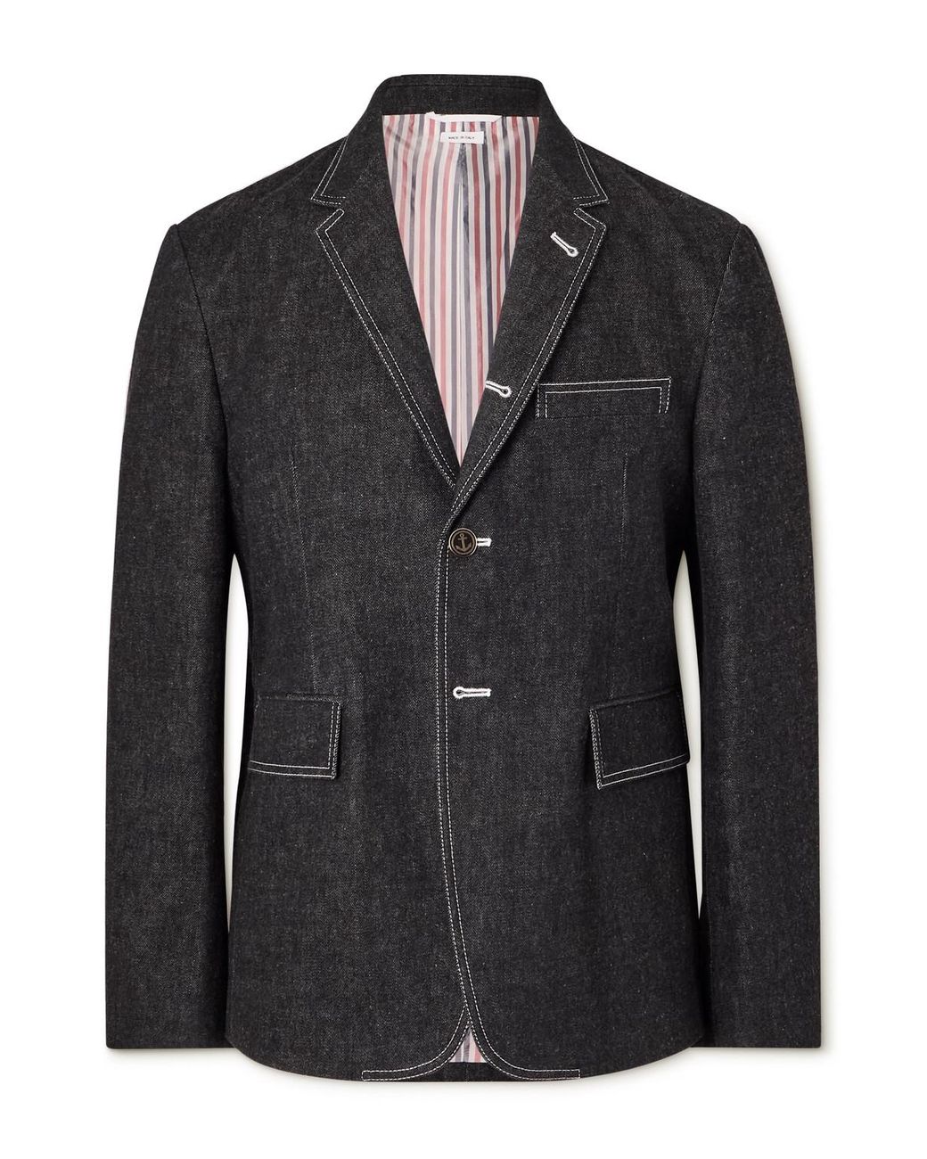 Thom Browne Slim-Fit Washed-Denim Suit Jacket in Black for Men | Lyst