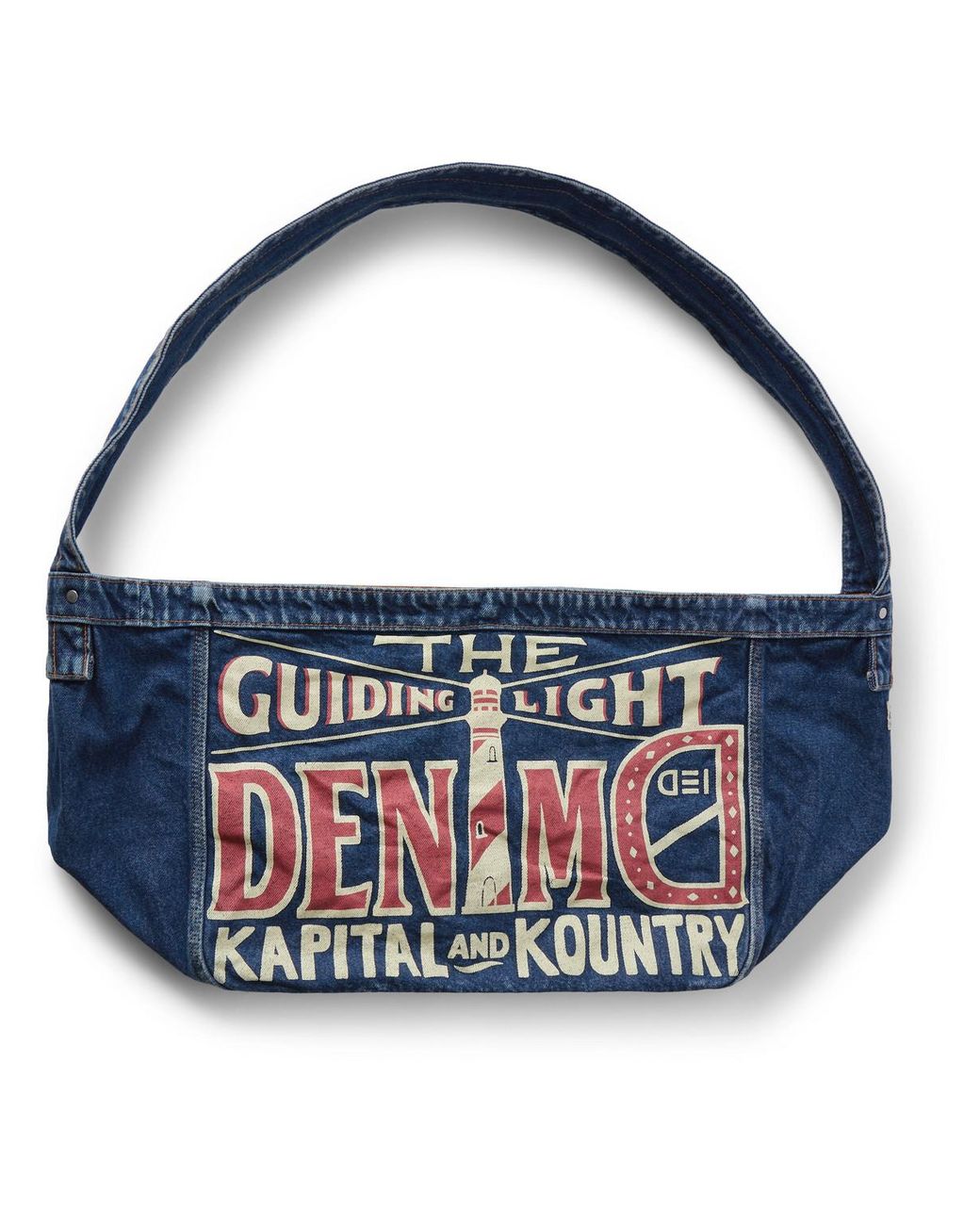 Kapital Guiding Light Printed Denim Messenger Bag in Blue for Men | Lyst