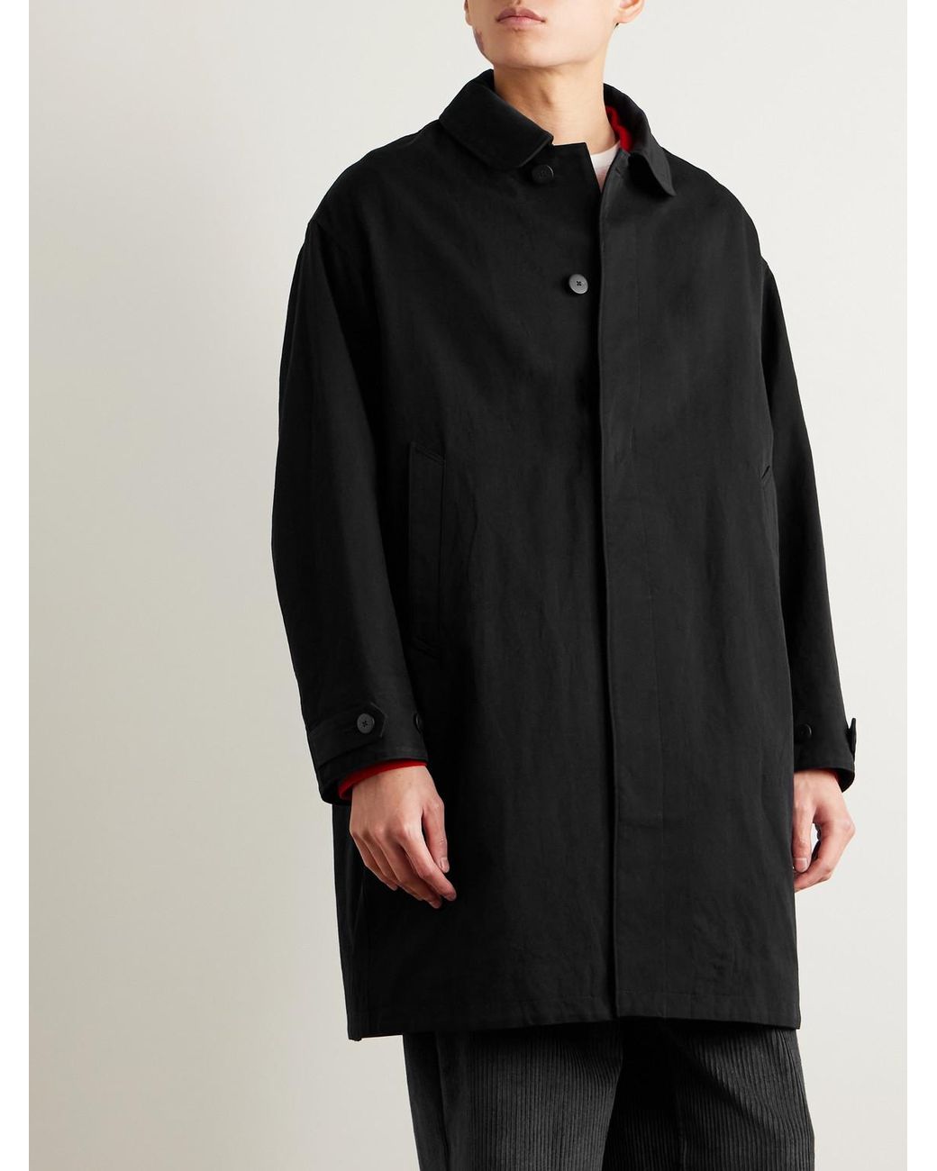 Visvim Balmat Wool And Linen-Blend Twill Coat in Black for Men | Lyst UK