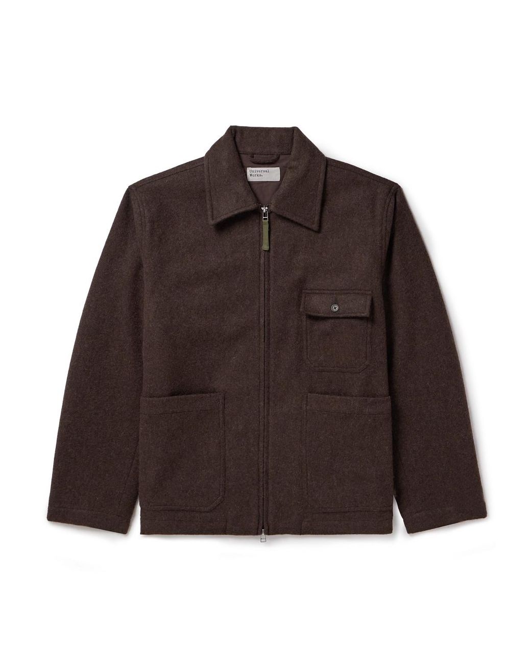 Universal Works Melton Wool-blend Jacket in Brown for Men | Lyst