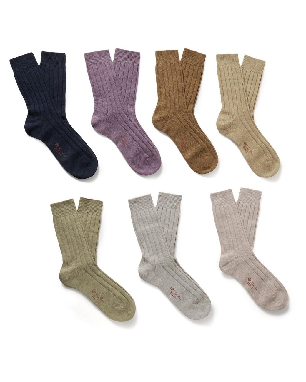 Loro Piana Weekly Bobby Set Of Seven Ribbed Cashmere-Blend Socks in ...