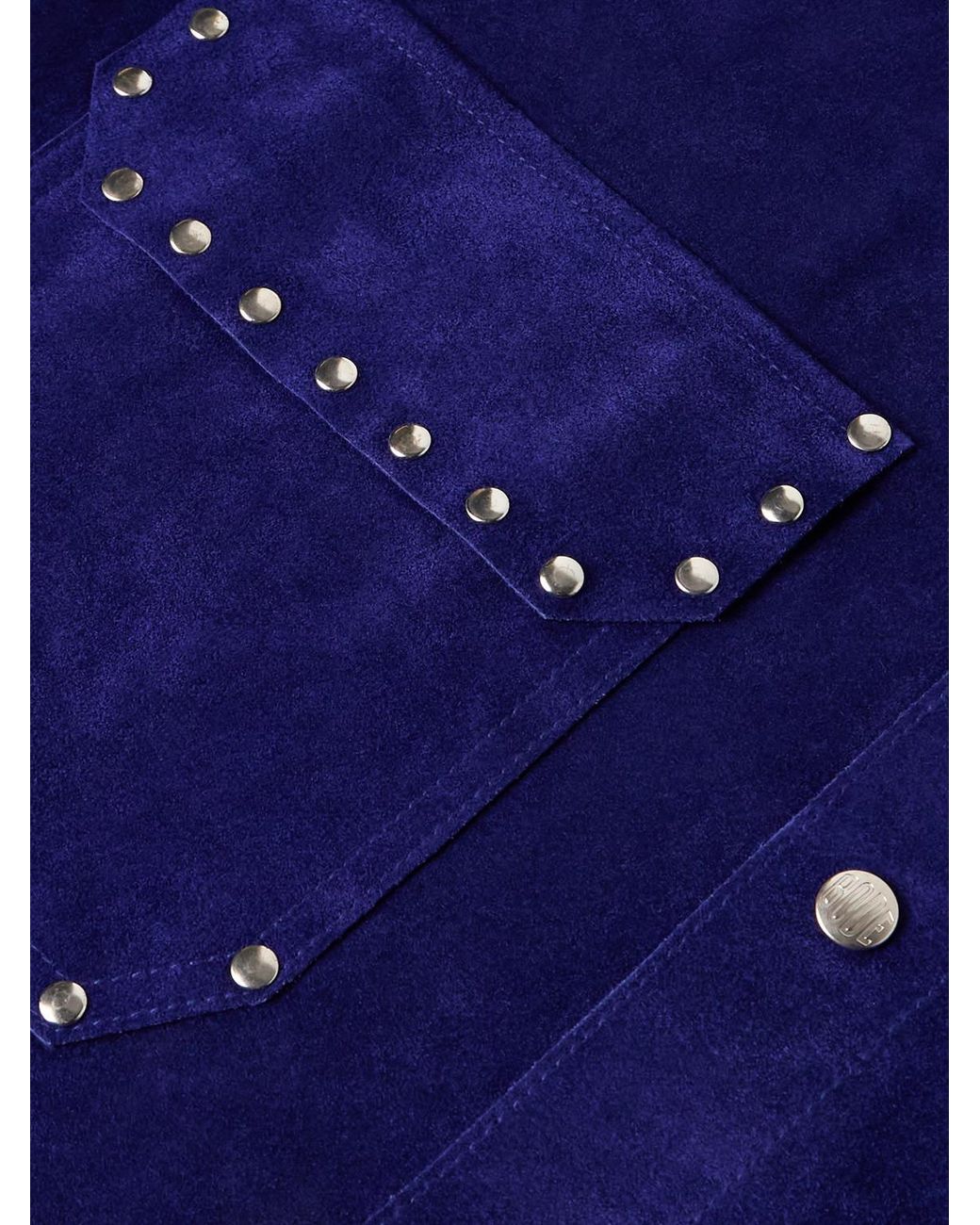 Bode Studded Suede Jacket in Blue for Men | Lyst UK