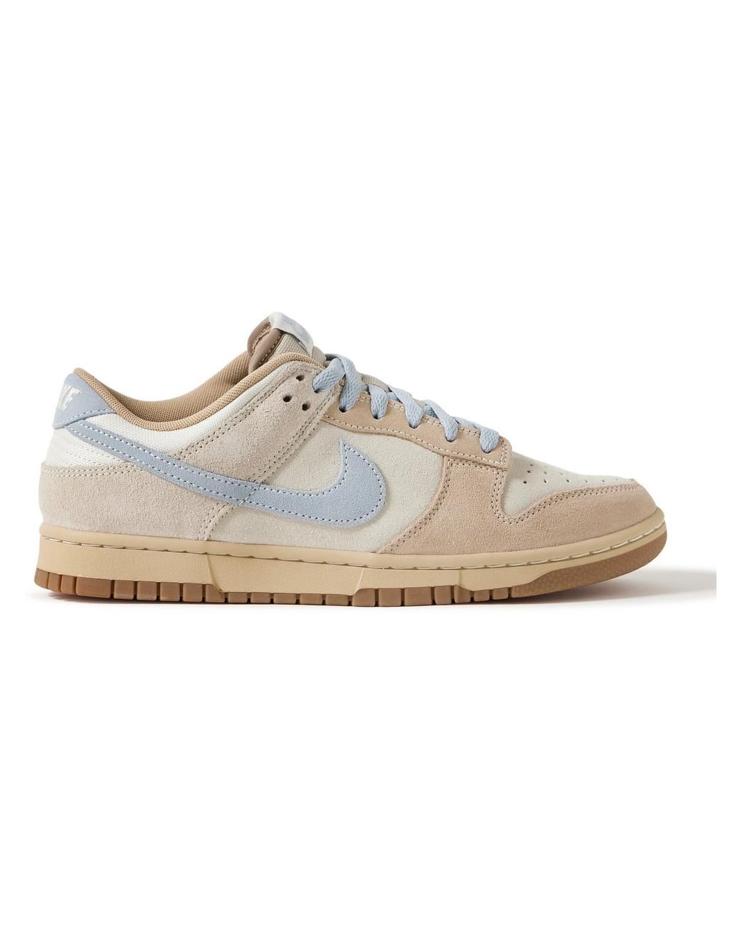 Nike Dunk Low Mesh-trimmed Suede Sneakers in White for Men | Lyst