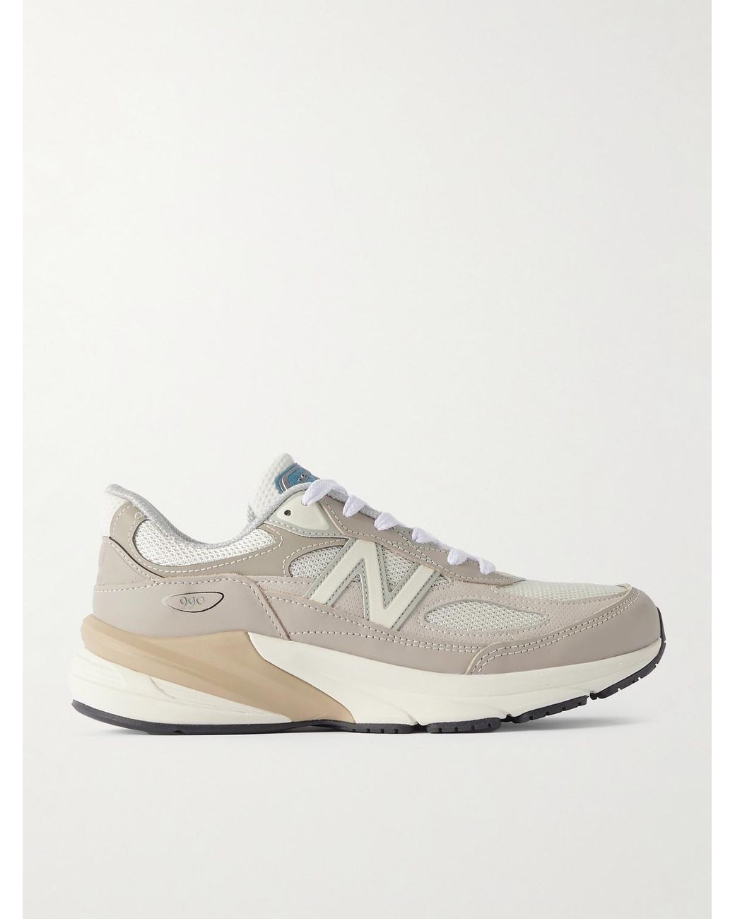 New Balance 990V6 Leather-Trimmed Mesh Sneakers in White for Men | Lyst UK