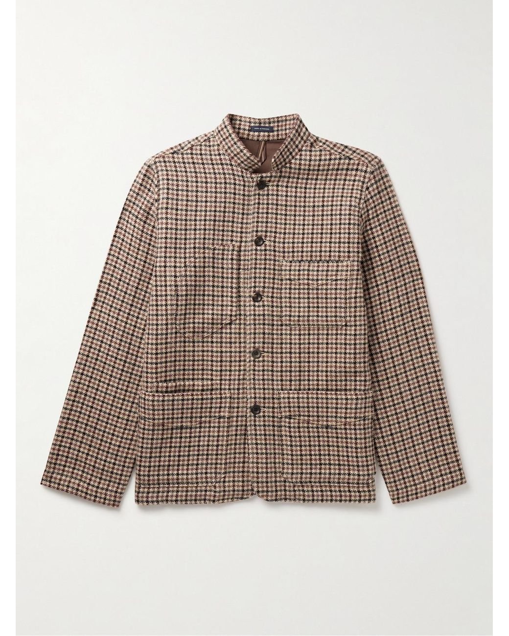 Drake's Artist Checked Wool-tweed Chore Jacket in Brown for Men | Lyst UK