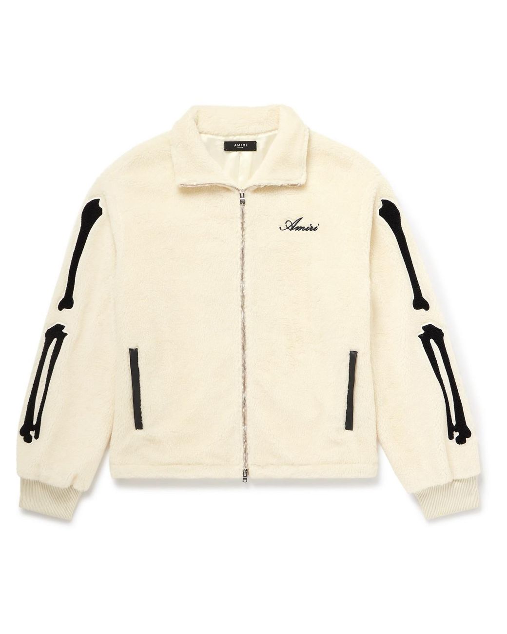 Amiri Bones Appliquéd Logo-Embroidered Fleece Jacket in Natural for Men ...
