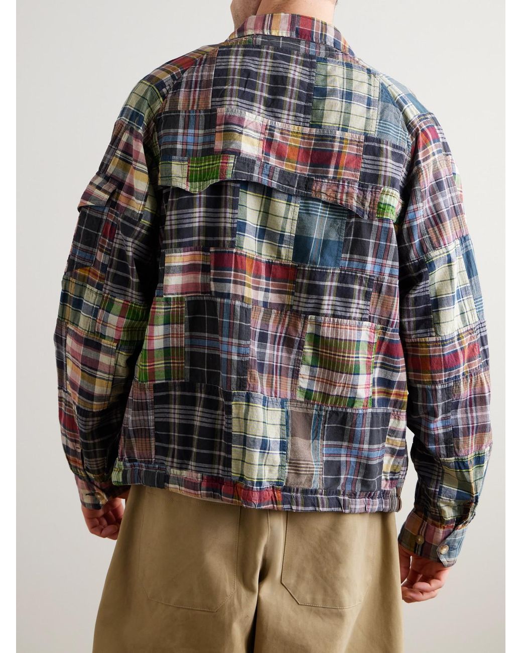 Polo Ralph Lauren Patchwork Checked Cotton Blouson Jacket in Grey for ...