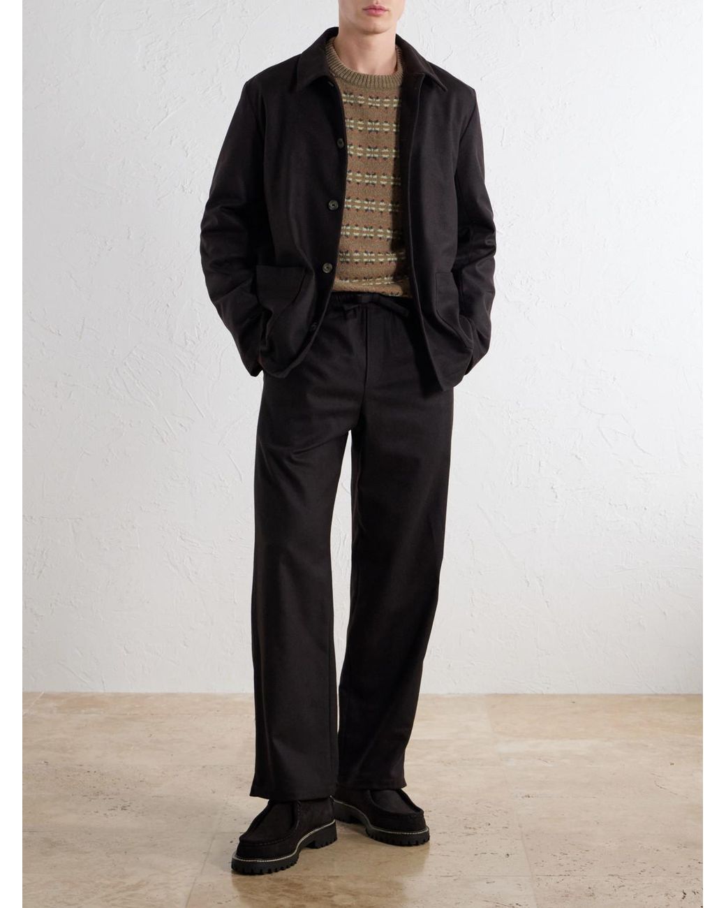 A.P.C. Vincent Straight-Leg Wool-Blend Drawstring Trousers in Blue for ...