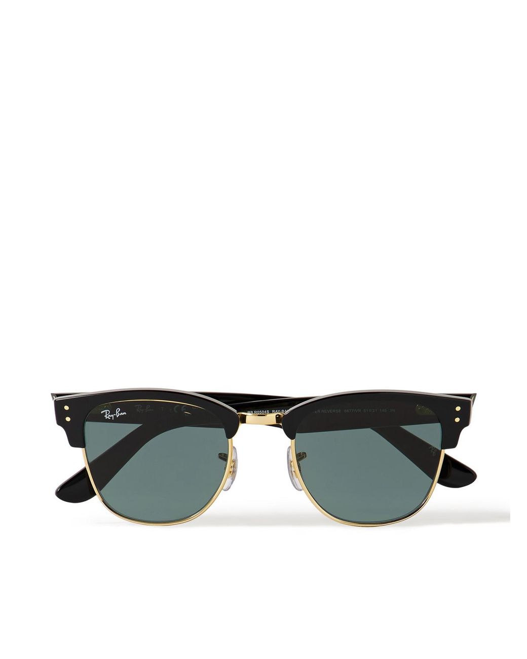 Ray-Ban Clubmaster Reverse D-Frame Acetate And-Tone Sunglasses in Black ...