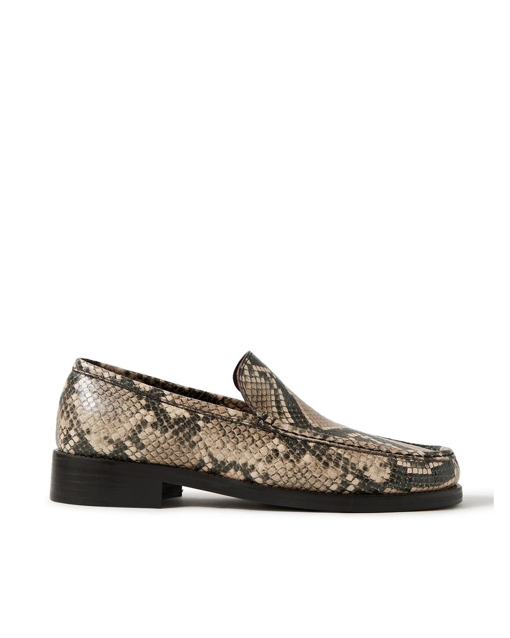 Acne Studios Boafer Snake-effect Leather Loafers in Brown for Men | Lyst