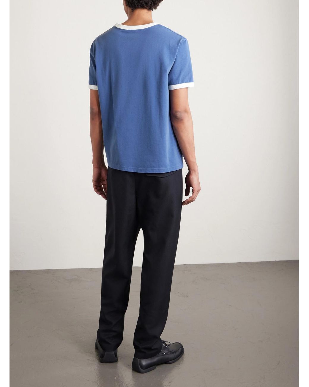 A.P.C. Logo-Embroidered Cotton-Jersey T-Shirt in Blue for Men | Lyst UK