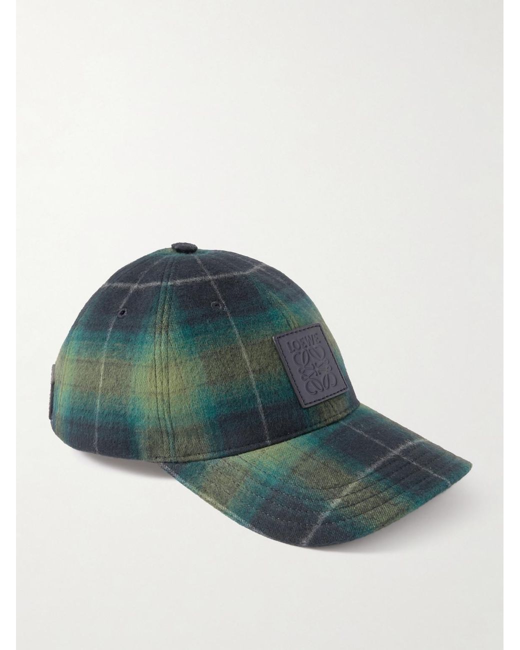 Loewe Leather-Trimmed Checked Cotton-Flannel Baseball Cap in Blue for ...