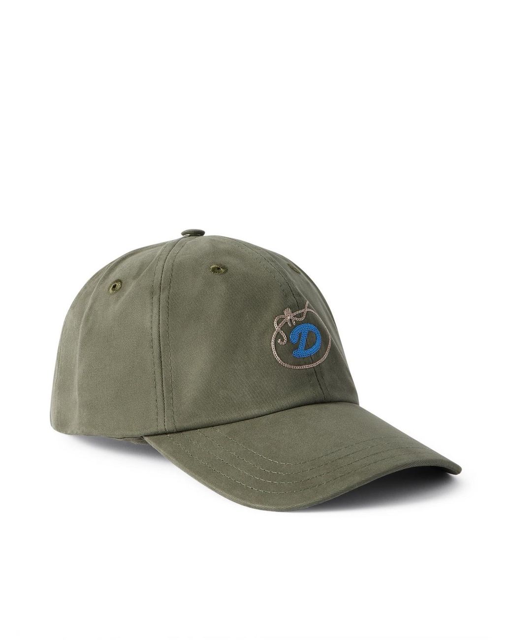 Drake's D Lasso Logo-Embroidered Cotton-Twill Cap in Green for Men | Lyst