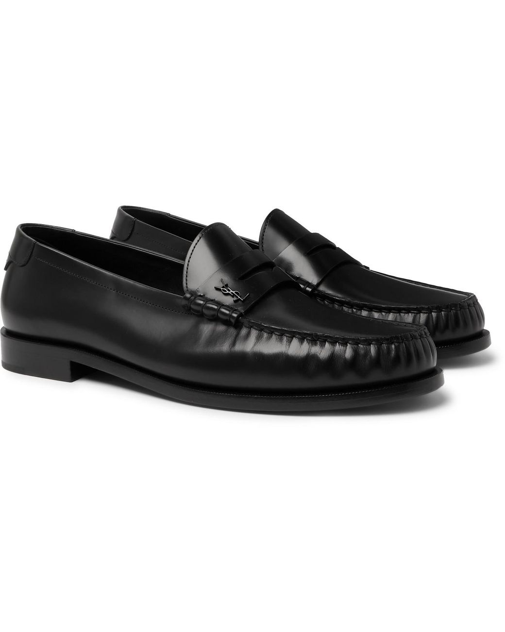 Saint Laurent Leather Loafers in Black for Men - Lyst