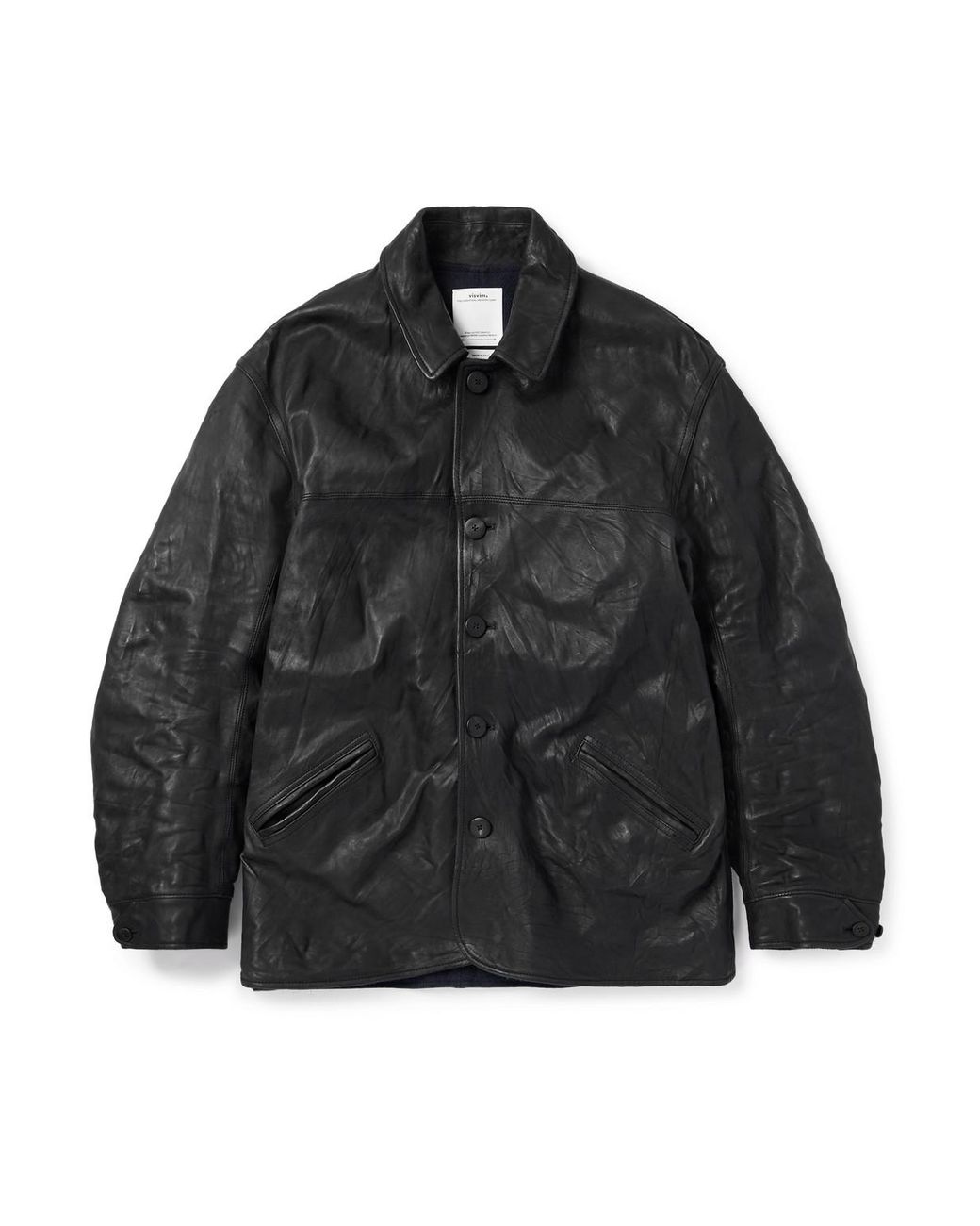 Visvim Crinkled-leather Jacket in Black for Men | Lyst