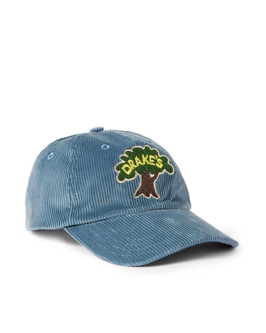 Drake's Logo-Embroidered Cotton-Corduroy Baseball Cap in Blue for Men ...