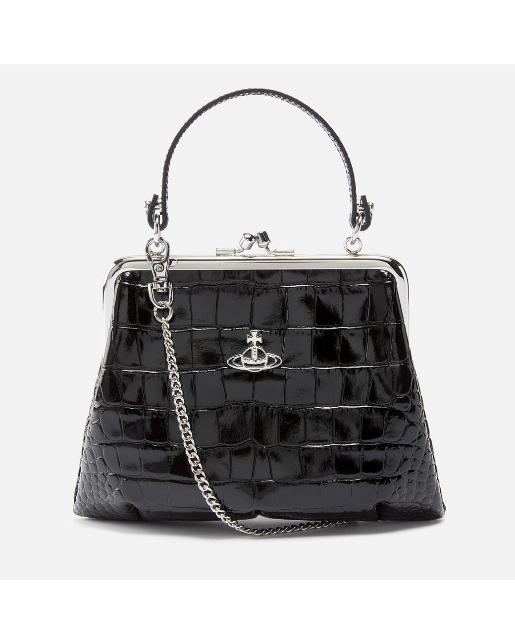 Vivienne Westwood Patent Croc-embossed Leather Granny Frame Purse in Black | Lyst