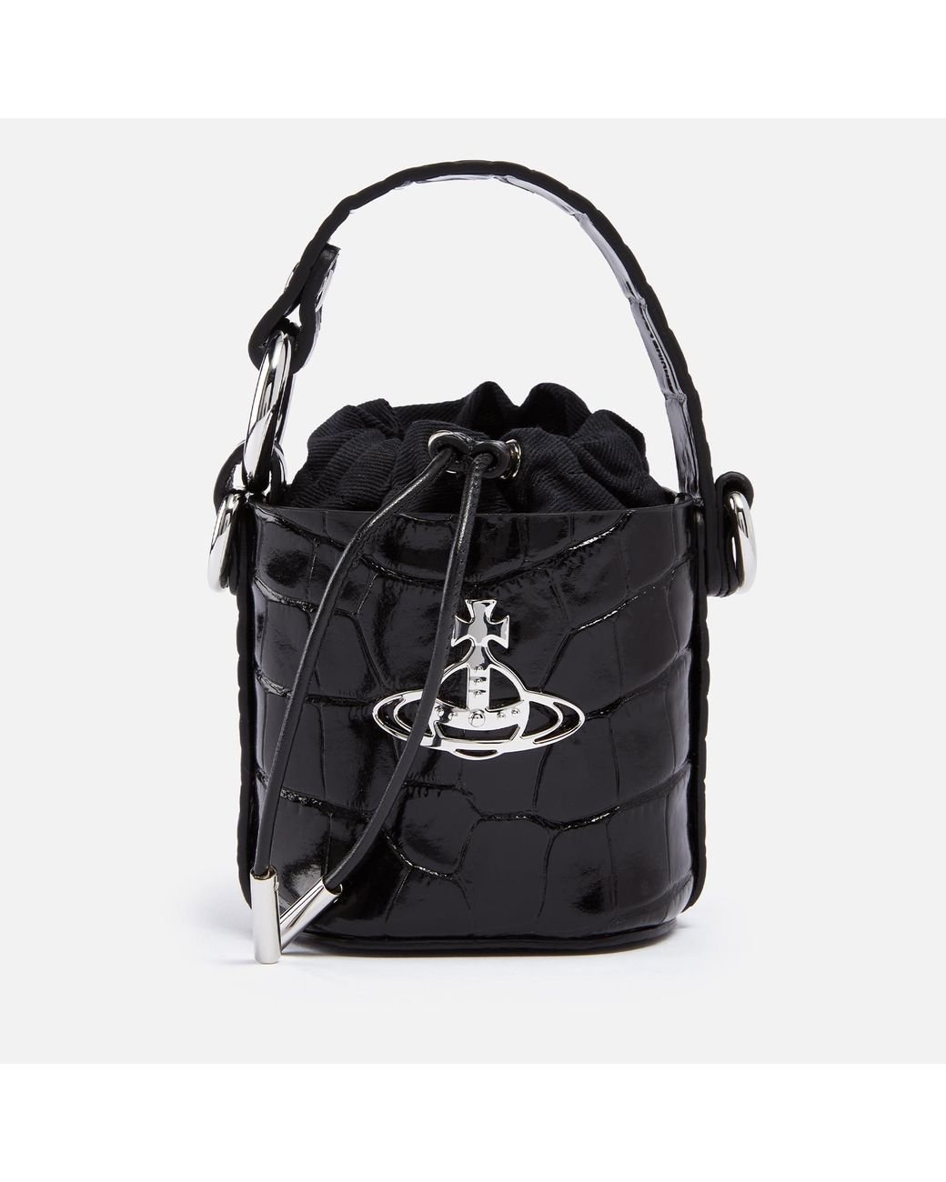 Vivienne Westwood Mini Daisy Croc-effect Leather Bucket Bag in Black | Lyst Australia