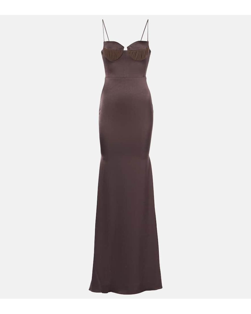 Alex Perry Satin Bustier Maxi Gown in Purple | Lyst