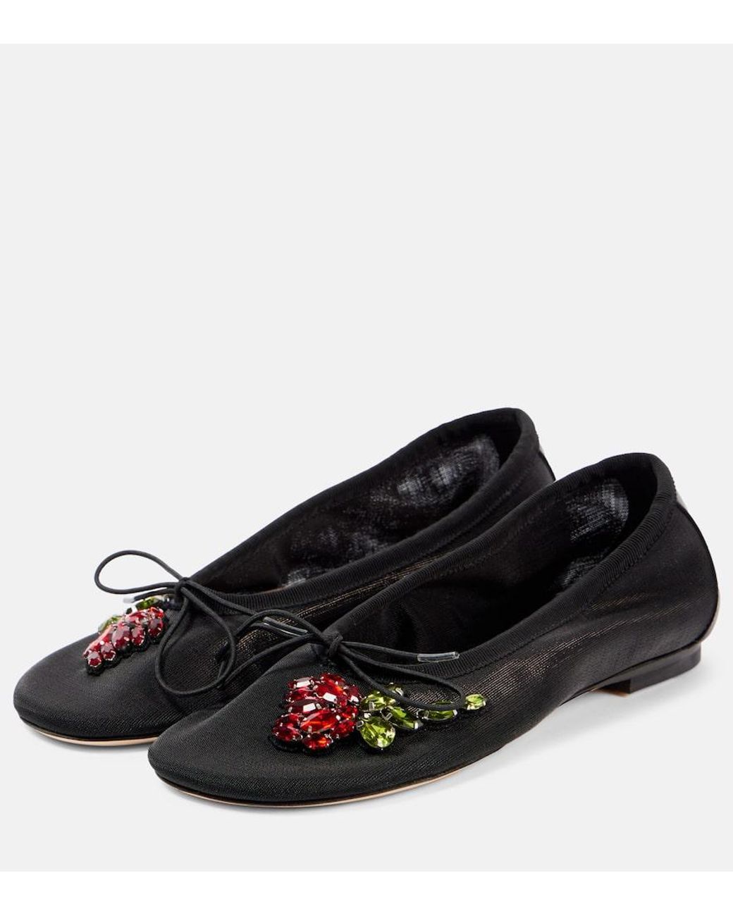 Simone Rocha Bow-Detail Embellished Ballet Flats in Black | Lyst