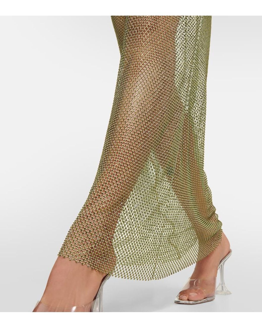 Galvan London Gloria Crystal-Embellished Maxi Dress in Green | Lyst