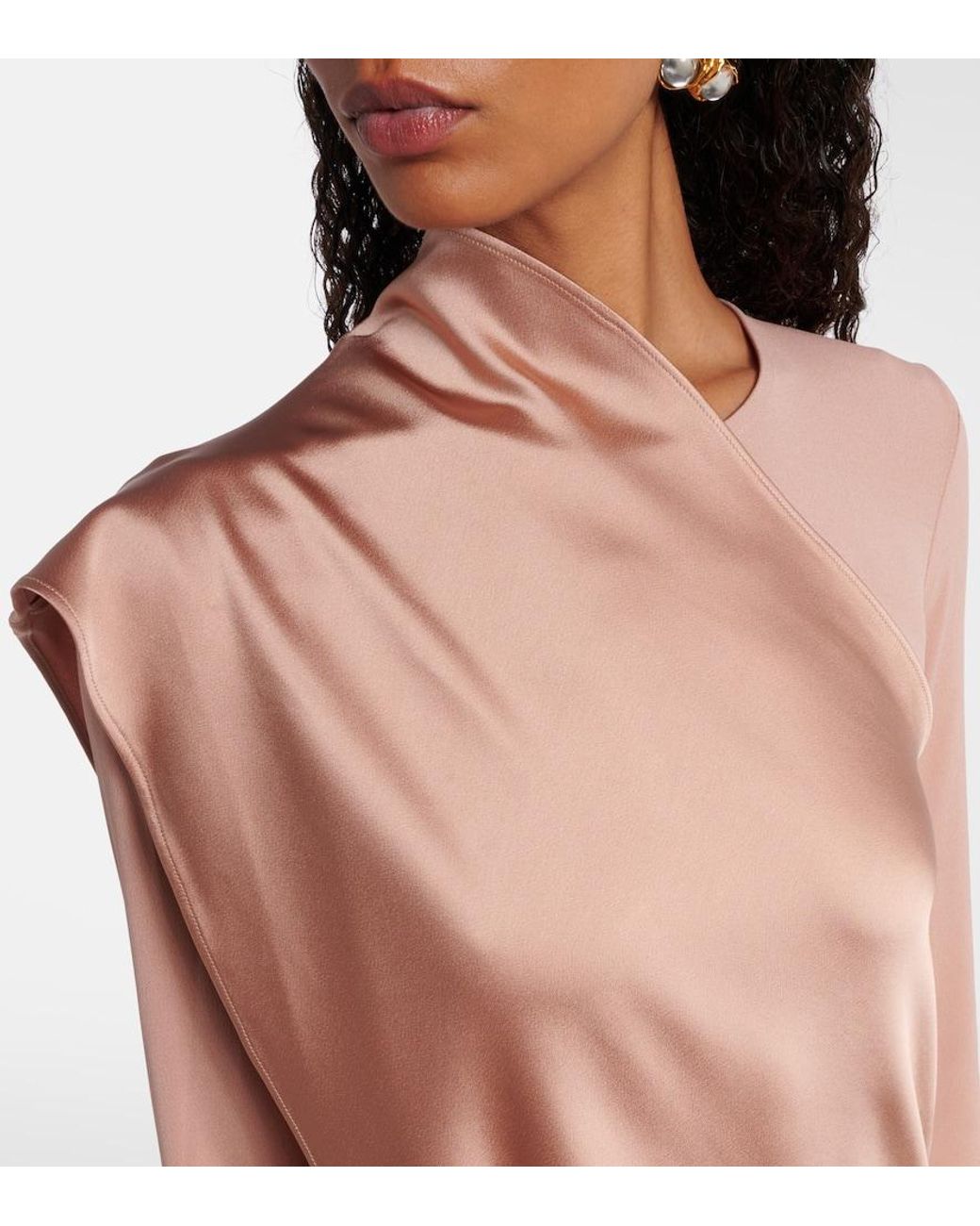‎Taller Marmo Mounia Caped Crepe Cady Gown in Pink | Lyst