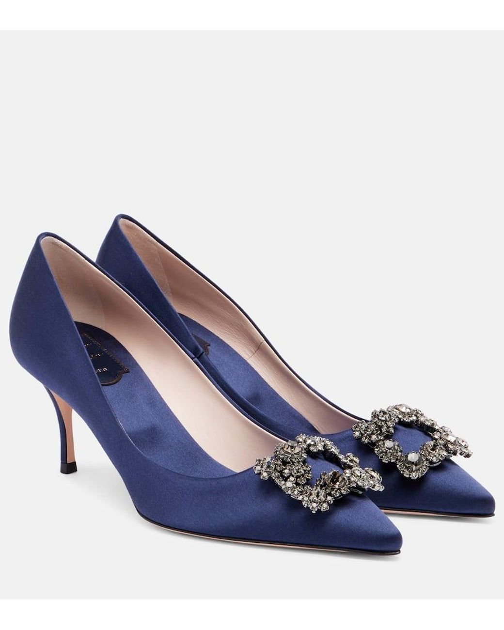 Roger Vivier Efflorescence 65 Embellished Satin Pumps in Blue | Lyst UK