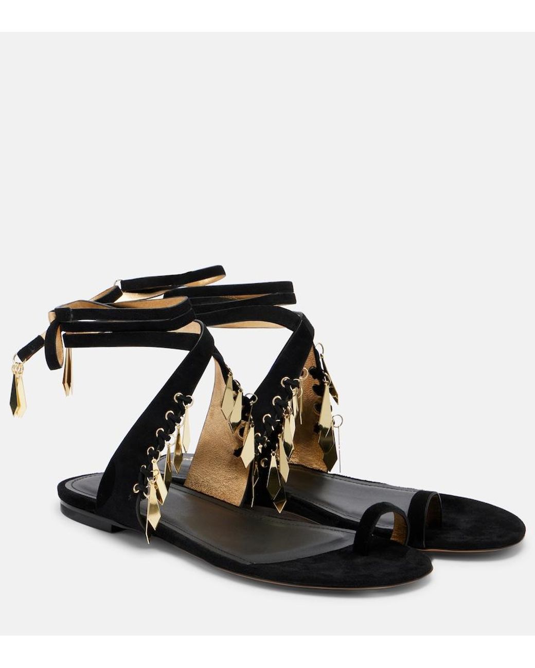 Isabel Marant Dreena Embellished Suede Sandals in Black | Lyst