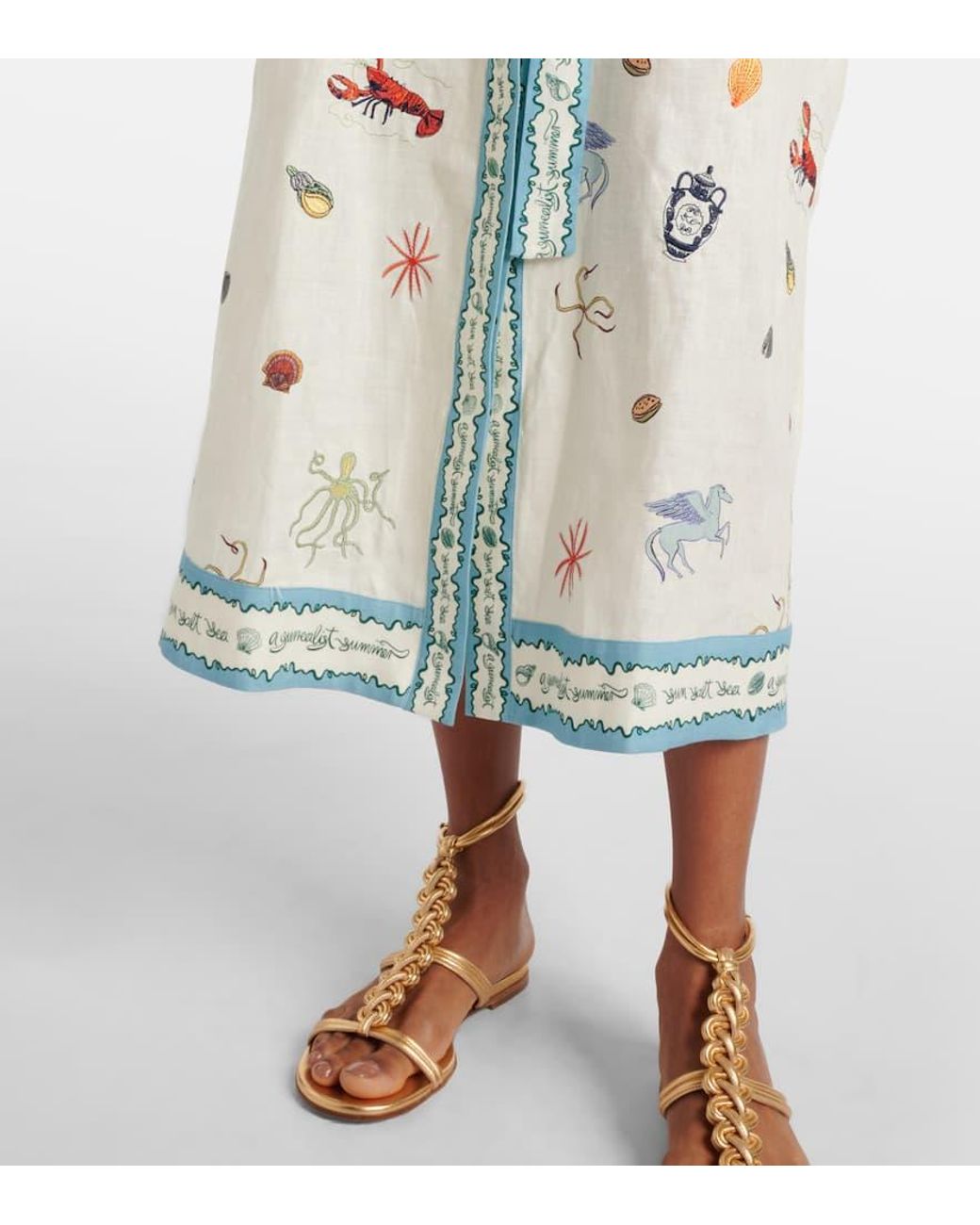 ALÉMAIS Sandy Embroidered Linen Shirt Dress in White | Lyst